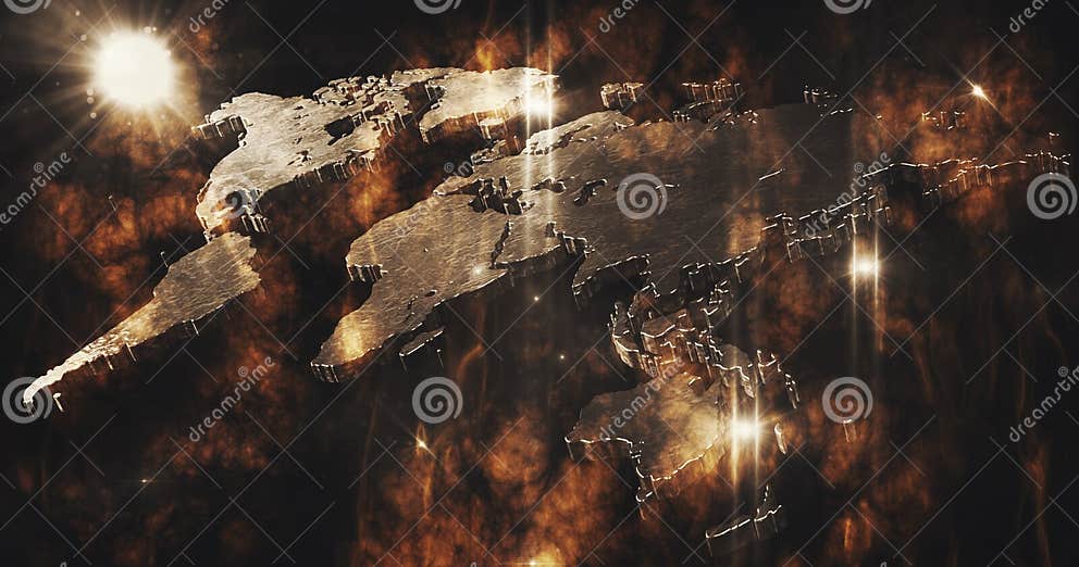 World Map Burning in Fire and Flames 3D Rendering Stock Illustration ...
