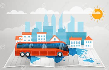 World Map with the Bus. Vector Infographic Elements Stock Vector ...