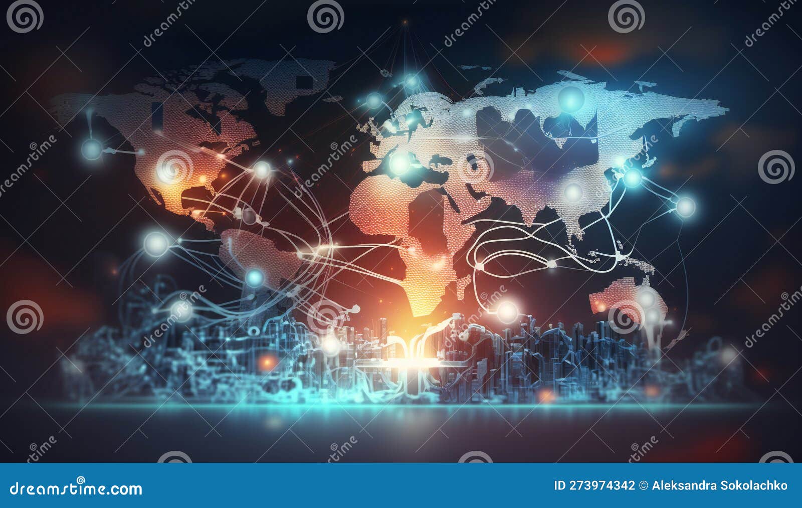 World Map Business Background Global Media Technologies Networking ...