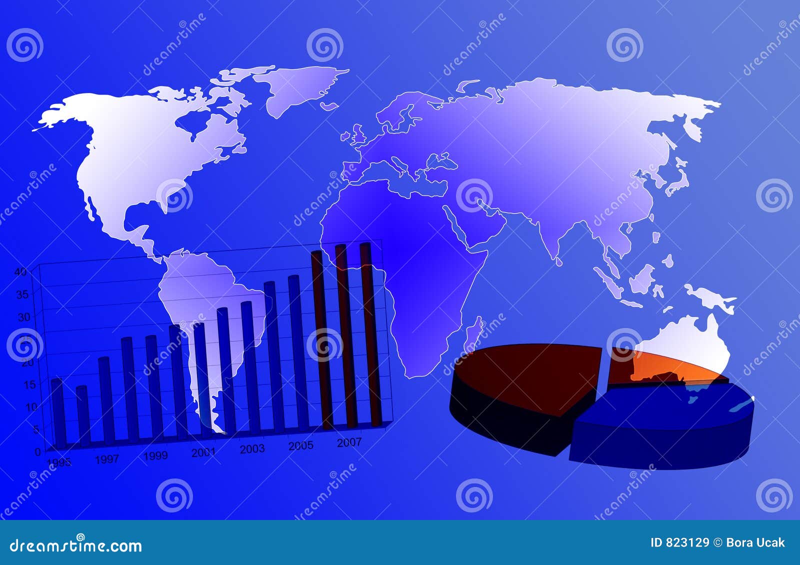 World Map and Business Chart Stock Illustration - Illustration of ...
