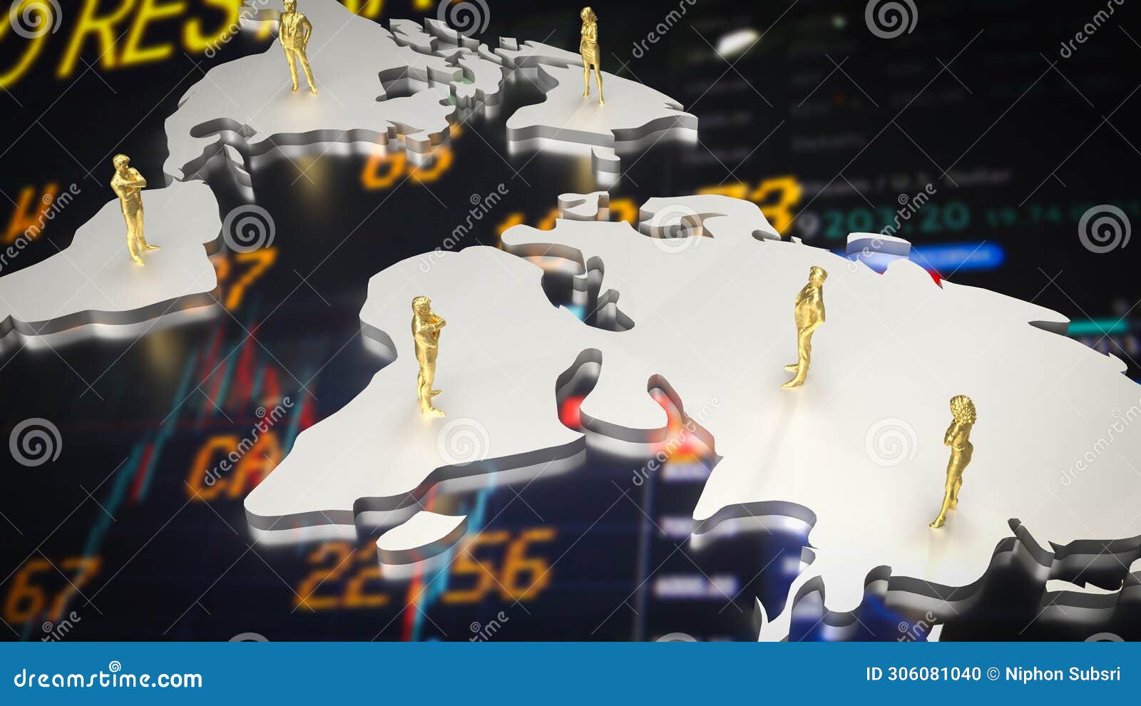 The World Map On Business Chart Background For Geopolitics Concept 3d ...