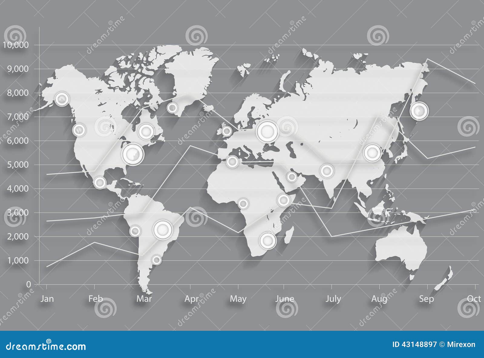 World Map. Business Chart Graph Stock Illustration - Illustration of ...