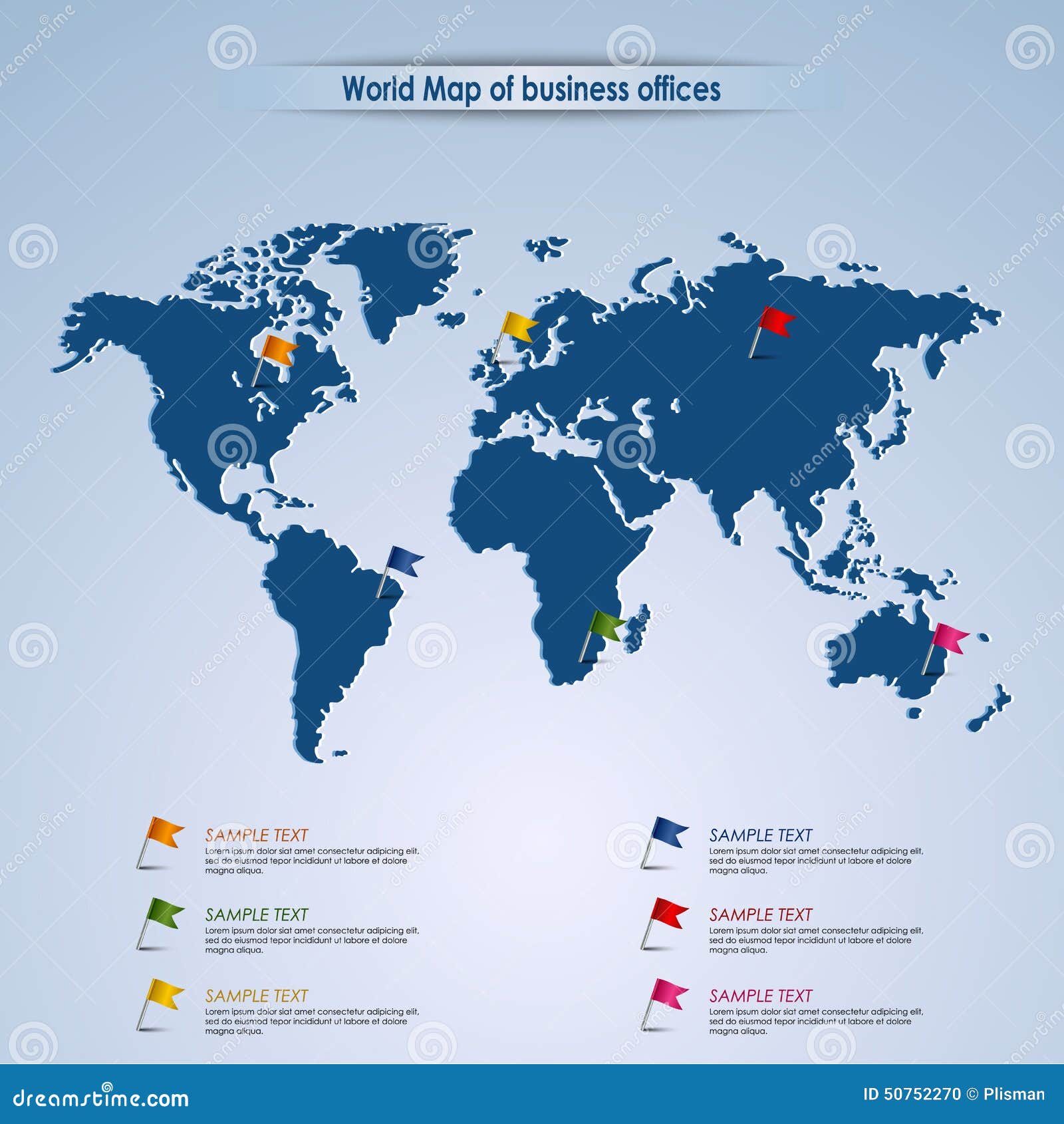 World Map of Business Offices Template Stock Vector - Illustration of ...