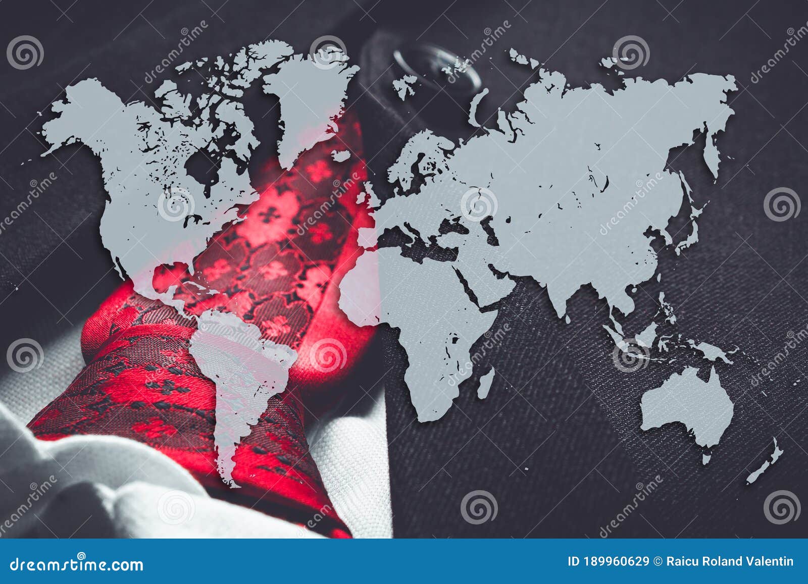 World Map on Business Suit Background Stock Image - Image of button ...