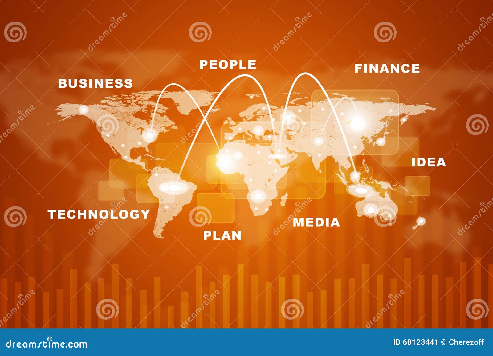 World Map with Business Words Stock Illustration - Illustration of ...
