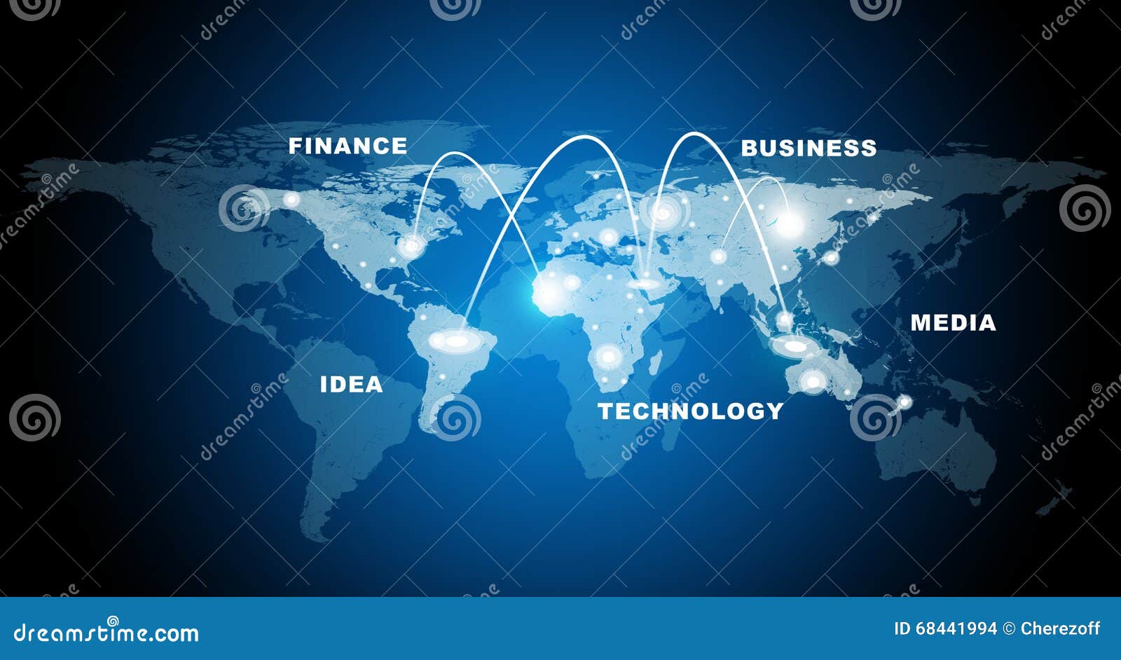 World Map with Business Words Stock Illustration - Illustration of ...