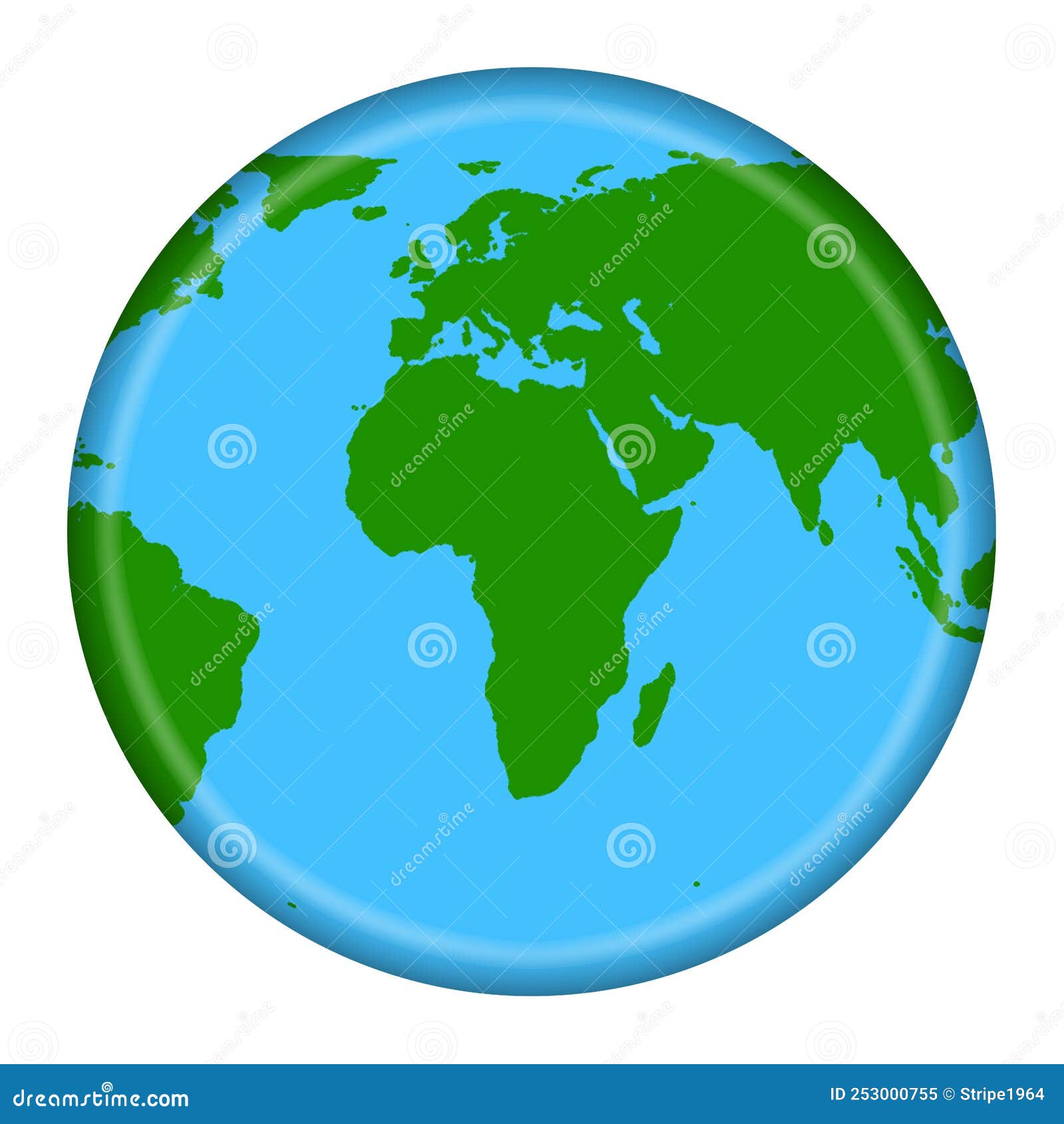 World Map Button 3d Illustration with Clipping Path Stock Illustration ...