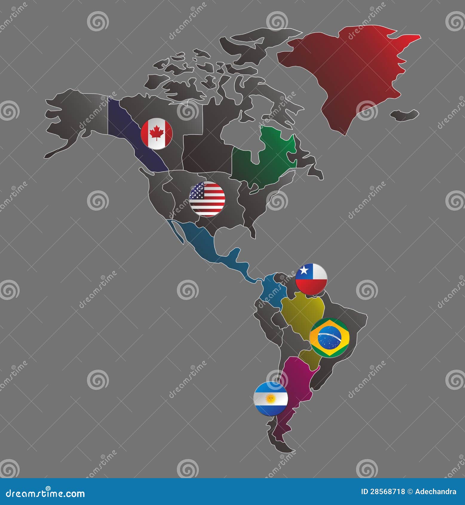 World Map Button Flag Latin America Stock Vector - Illustration of ...