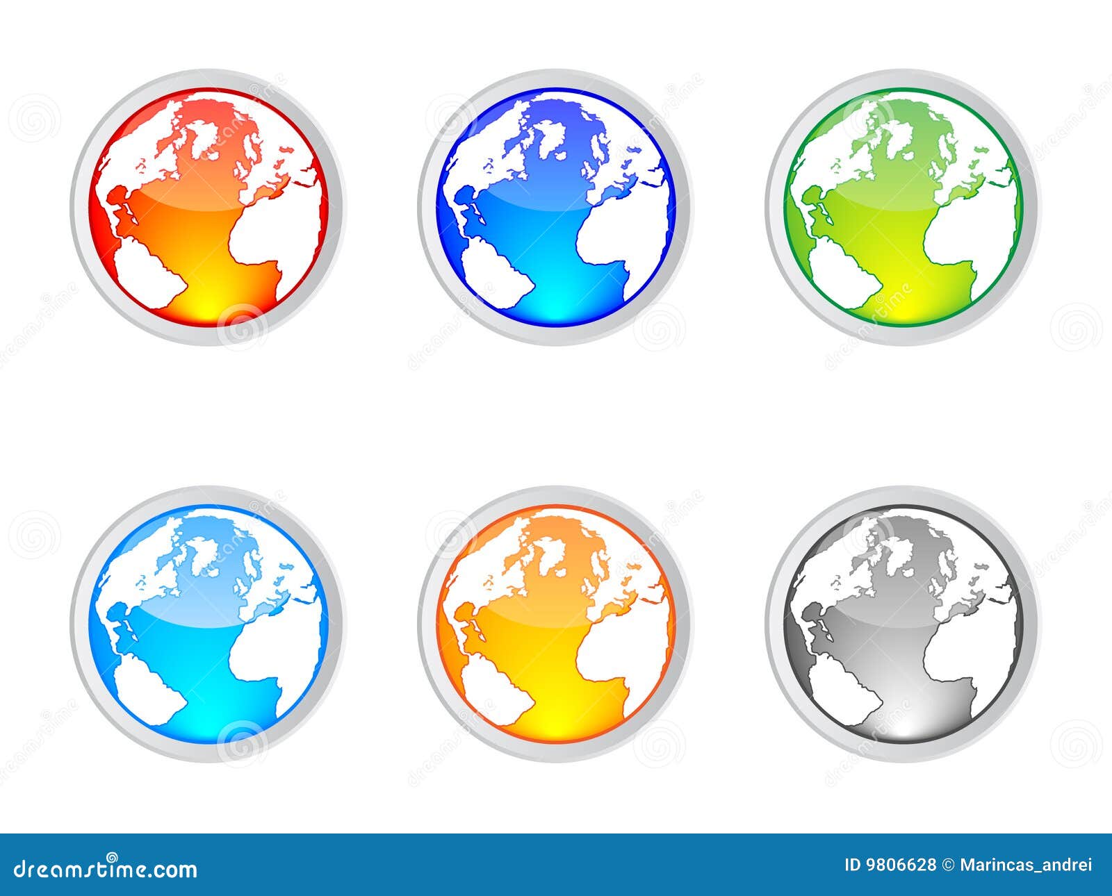 World map buttons stock vector. Illustration of ball, continents - 9806628