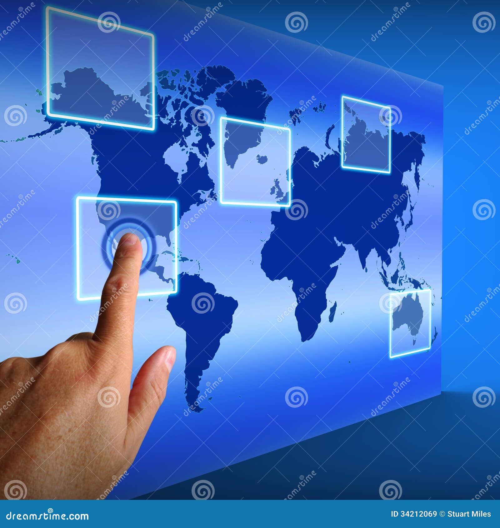 World Map Buttons Show Worldwide Communication and Global Networking ...