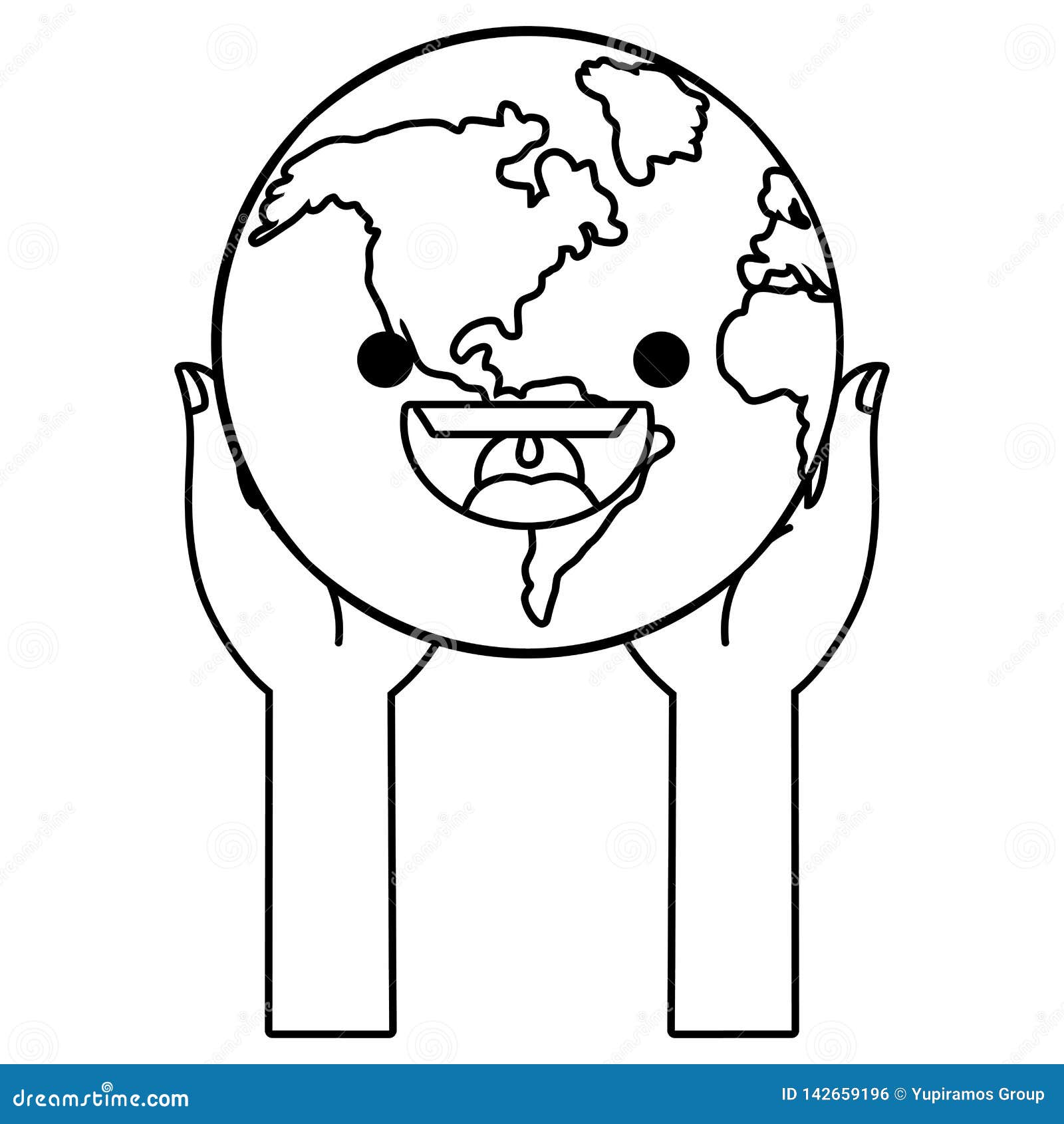 World map cartoon stock vector. Illustration of hands - 142659196