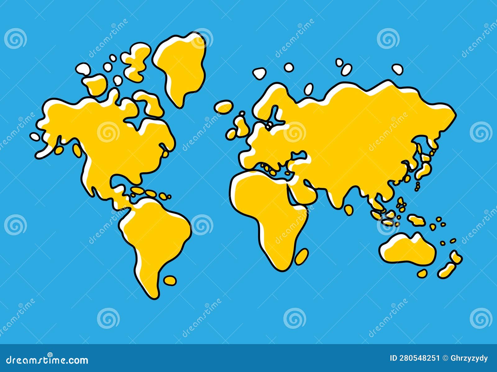 World Map Cartoon Illustration Stock Vector - Illustration of vector ...