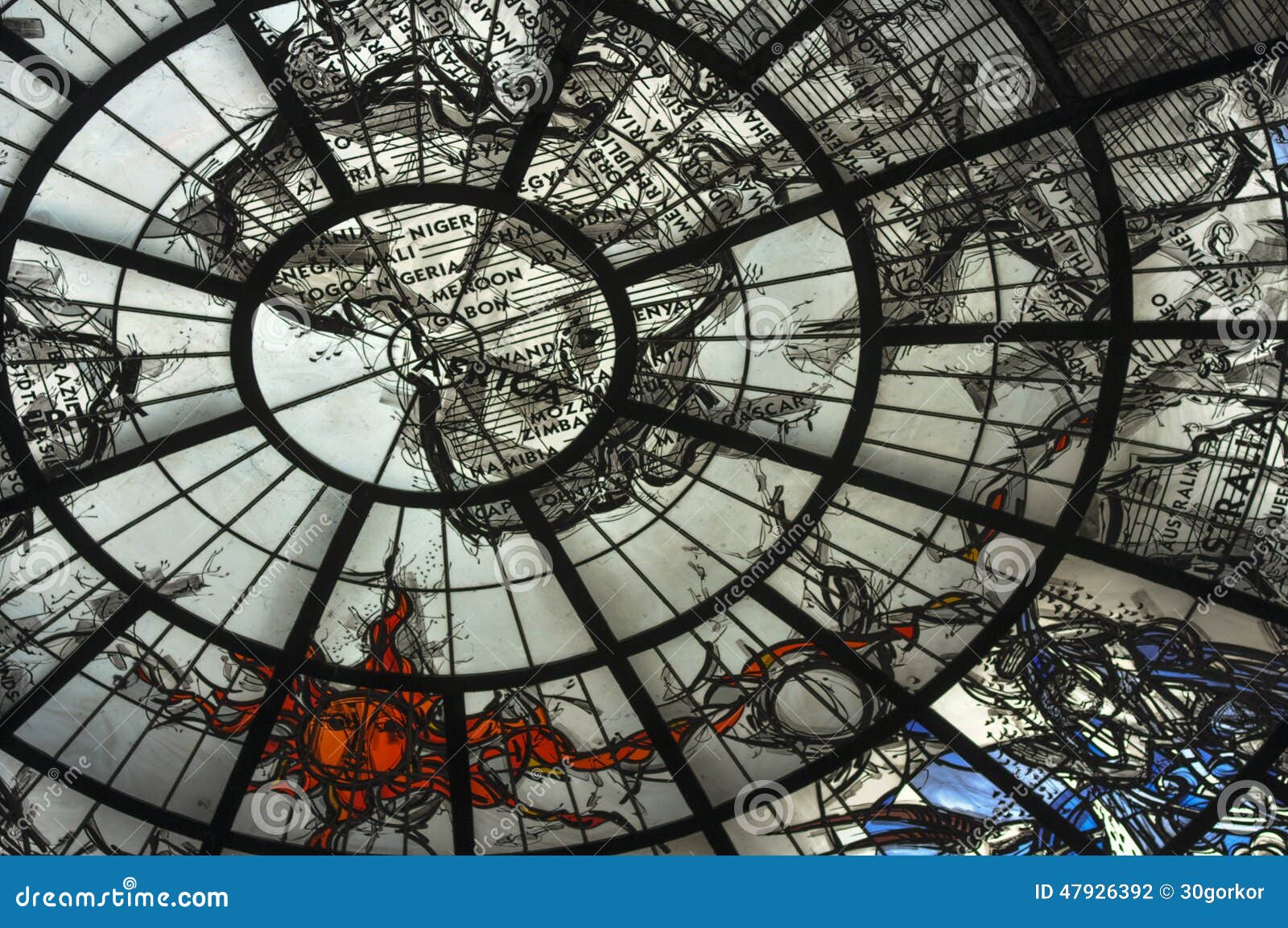 World map on ceiling stock photo. Image of color, material - 47926392