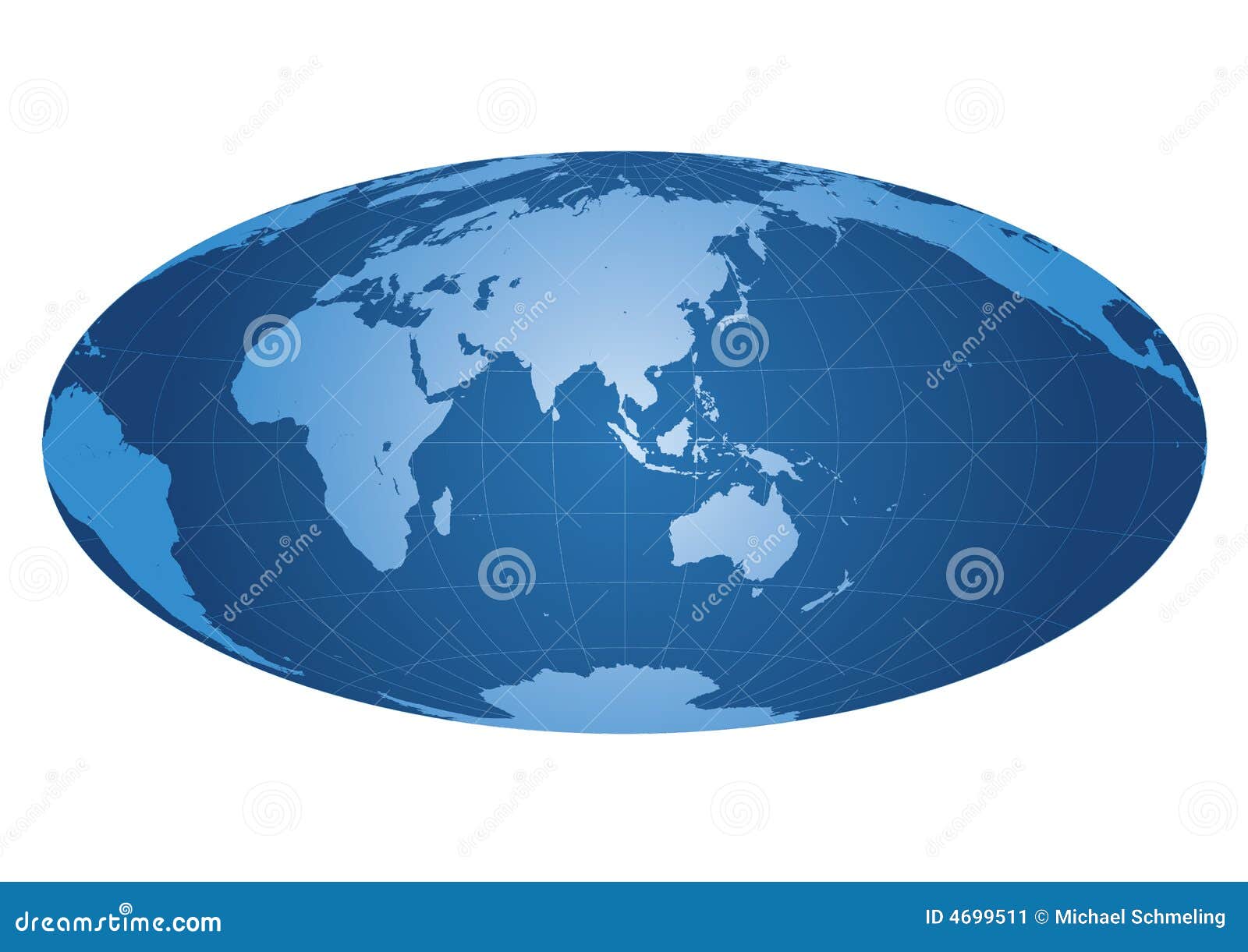 World map centered on Asia stock vector. Illustration of continents ...