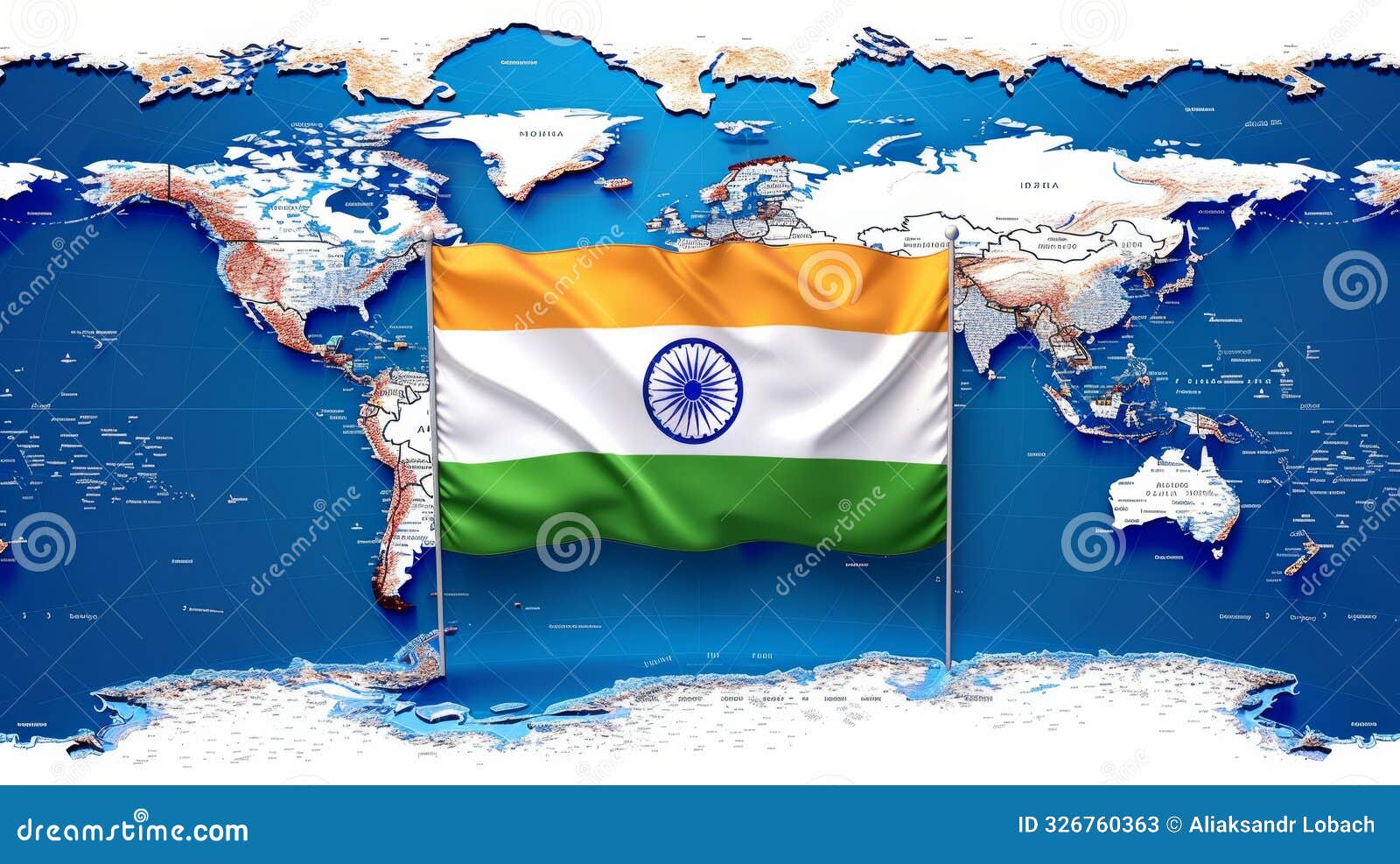 World Map Centered on India . Map of India Stock Image - Image of delhi ...