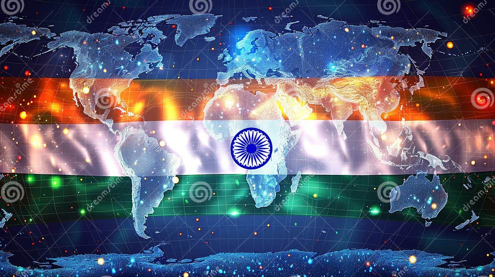 World Map Centered on India . Map of India Stock Photo - Image of ...