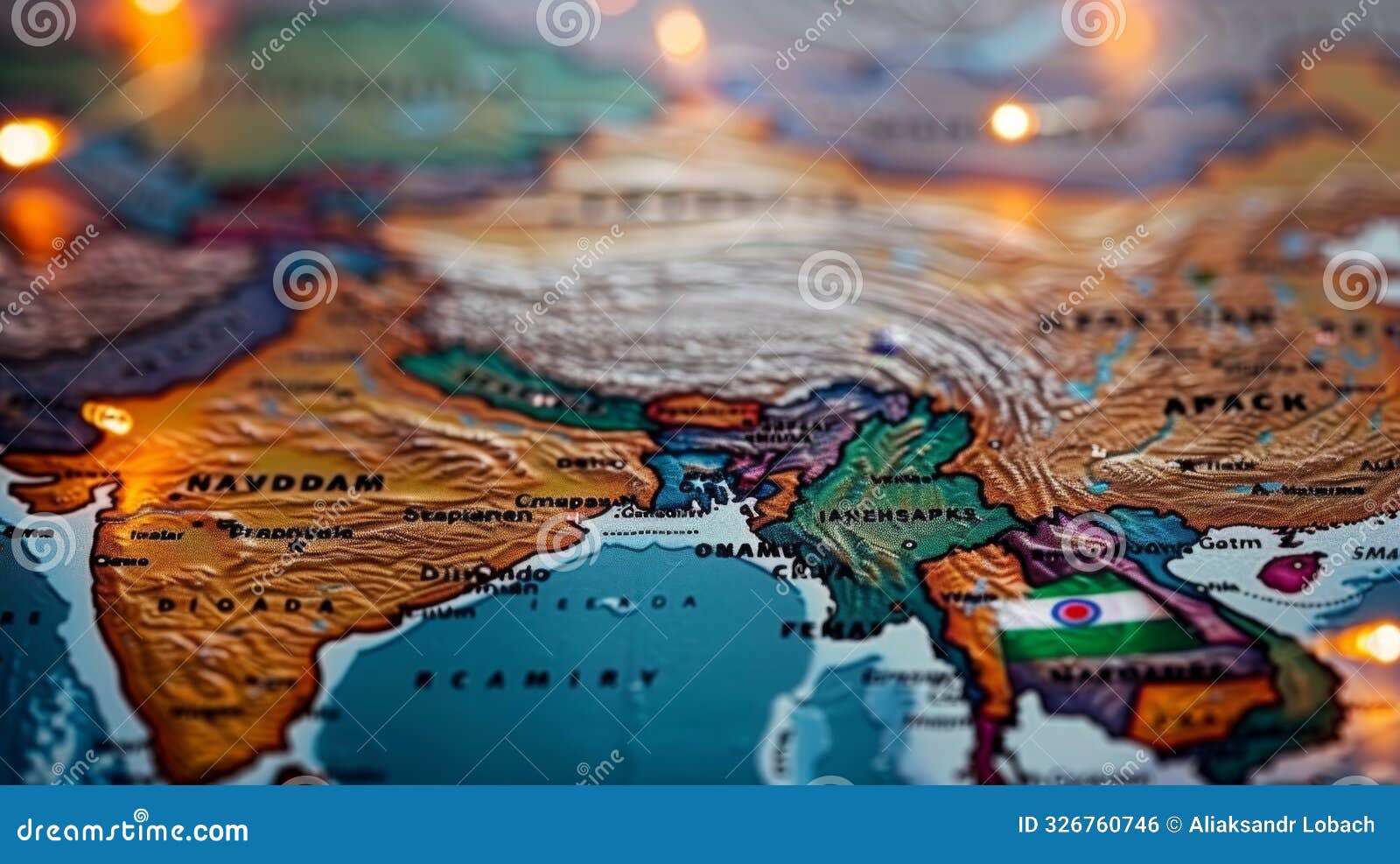 World Map Centered on India . Map of India Stock Photo - Image of ...