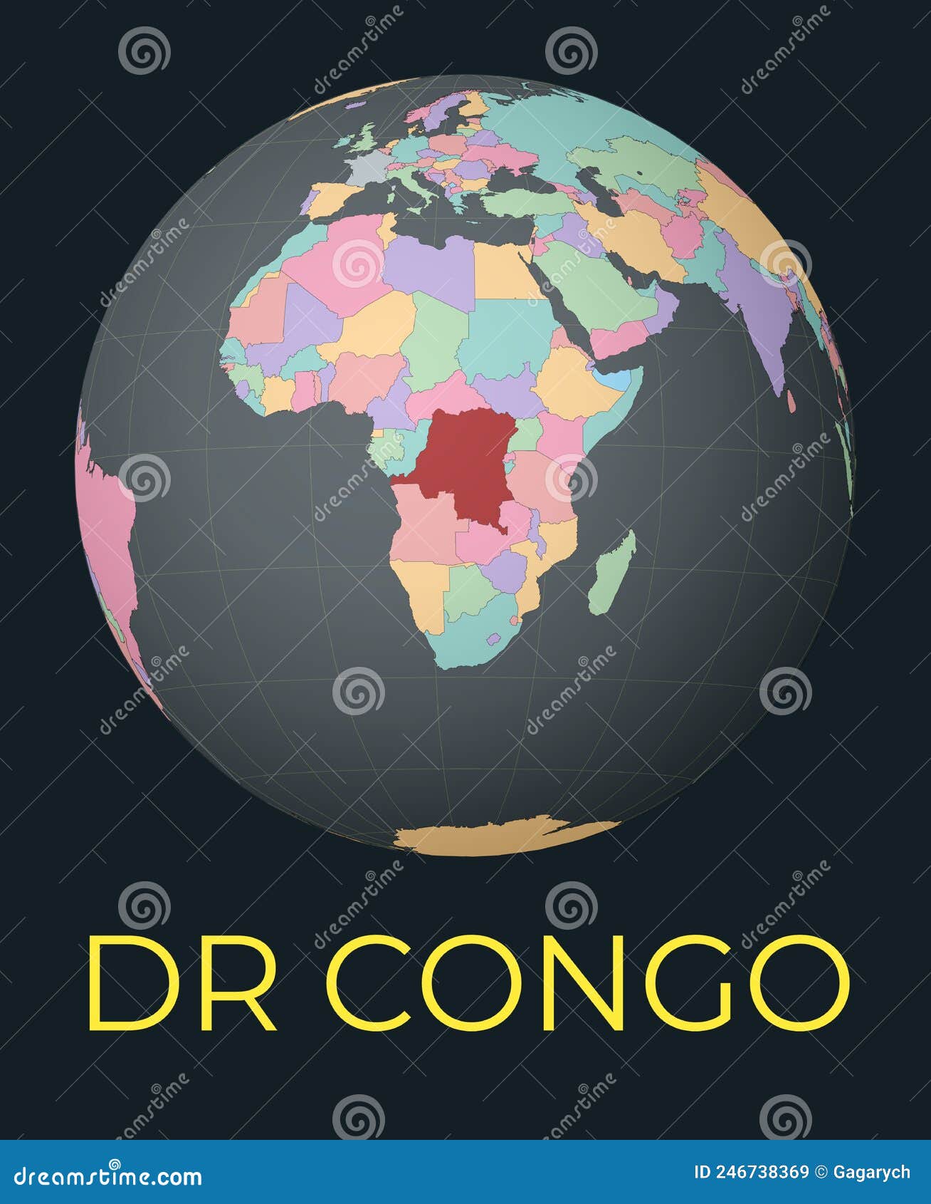World Map Centered To DR Congo. Stock Vector - Illustration of ...