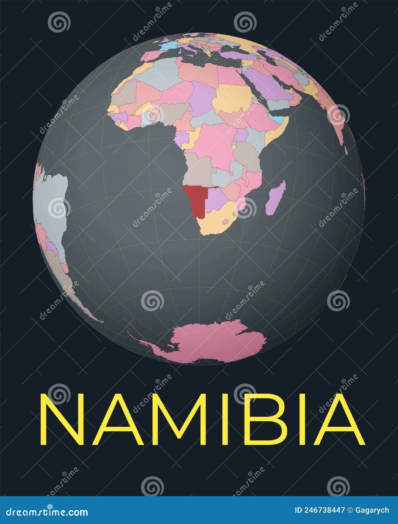 World Map With Namibia, Small Information Box And Flag Vector ...