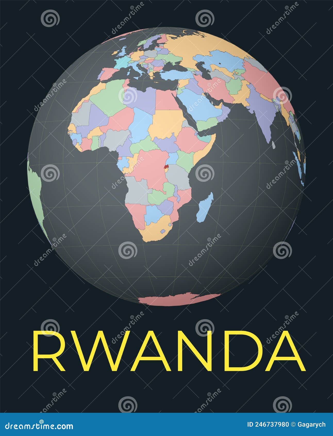 World Map Centered To Rwanda. Stock Vector - Illustration of ocean ...