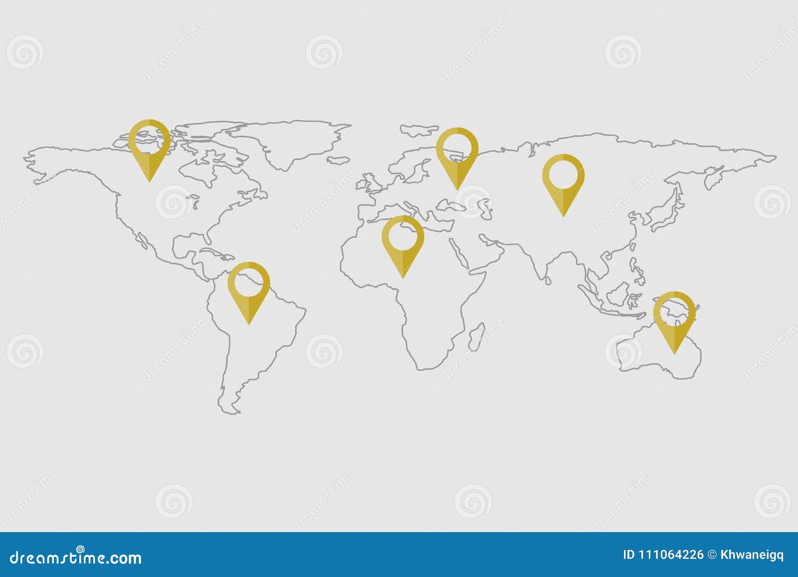 World Map Check in and Pin Checking Mark., Vector, Illustration Stock ...