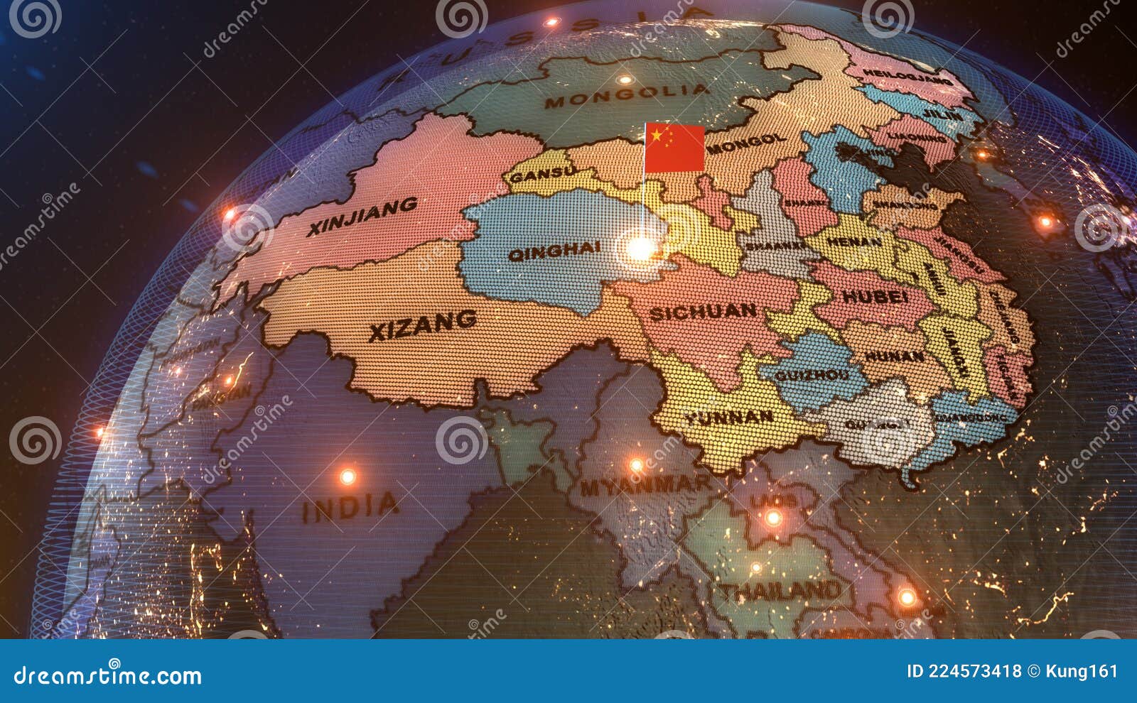 MAP of CHINA with FLAG stock illustration. Illustration of space ...
