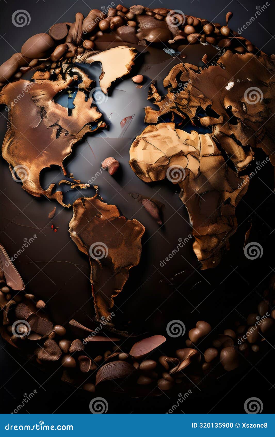 World Map with Chocolate and Chips Stock Illustration - Illustration of ...