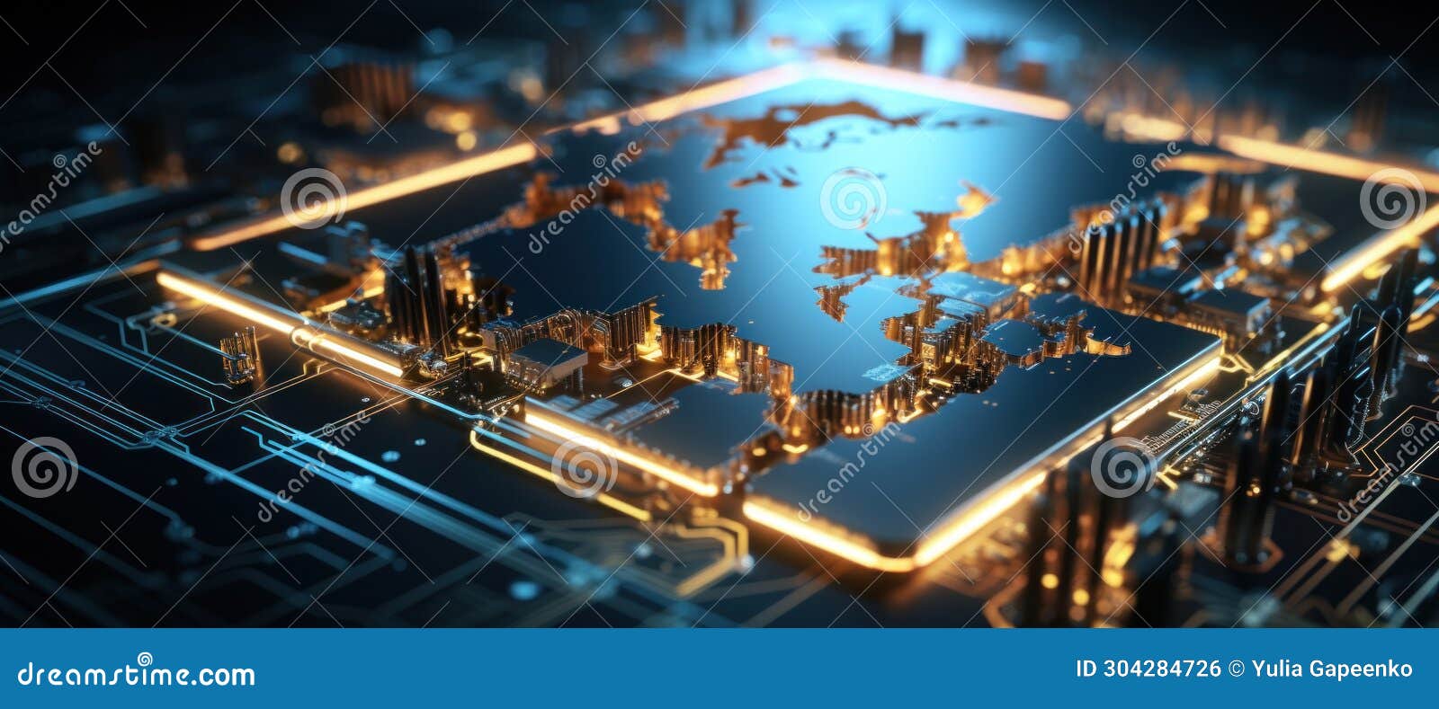 The World Map on a Circuit Board Stock Photo - Image of geography ...