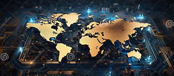 The World Map on a Circuit Board Stock Image - Image of geography ...