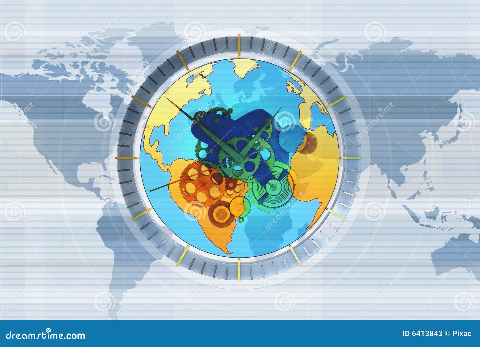 World map Clock stock illustration. Illustration of clock - 6413843