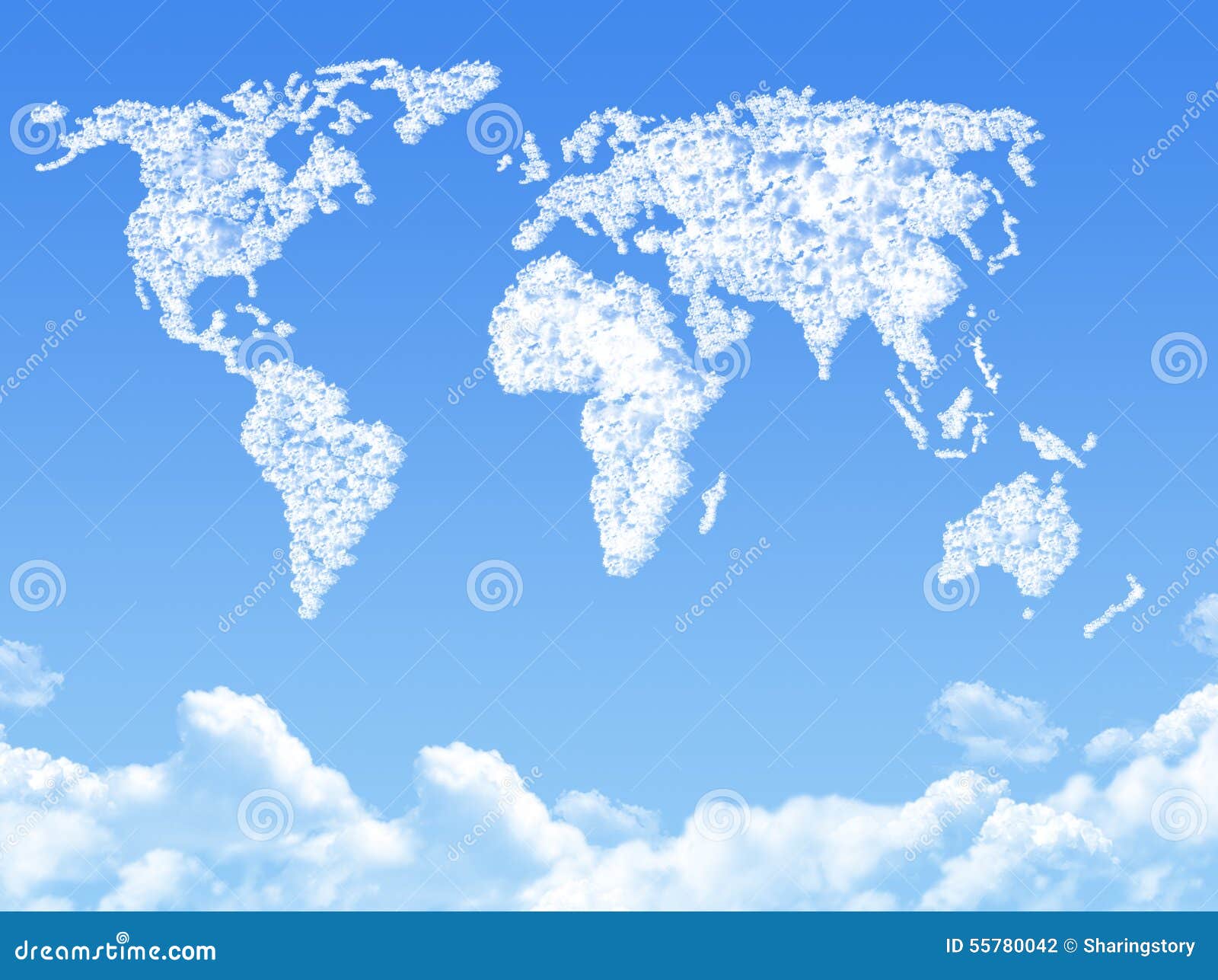 World map on Cloud shaped stock illustration. Illustration of flight ...