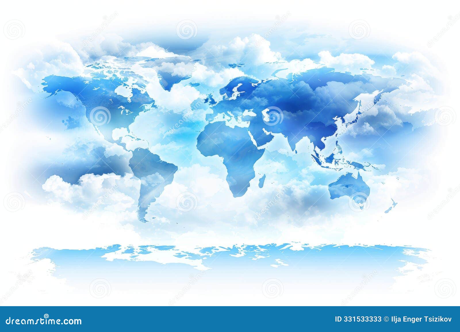 World Map in the Clouds, Aerial View of Earth with Clouds and ...