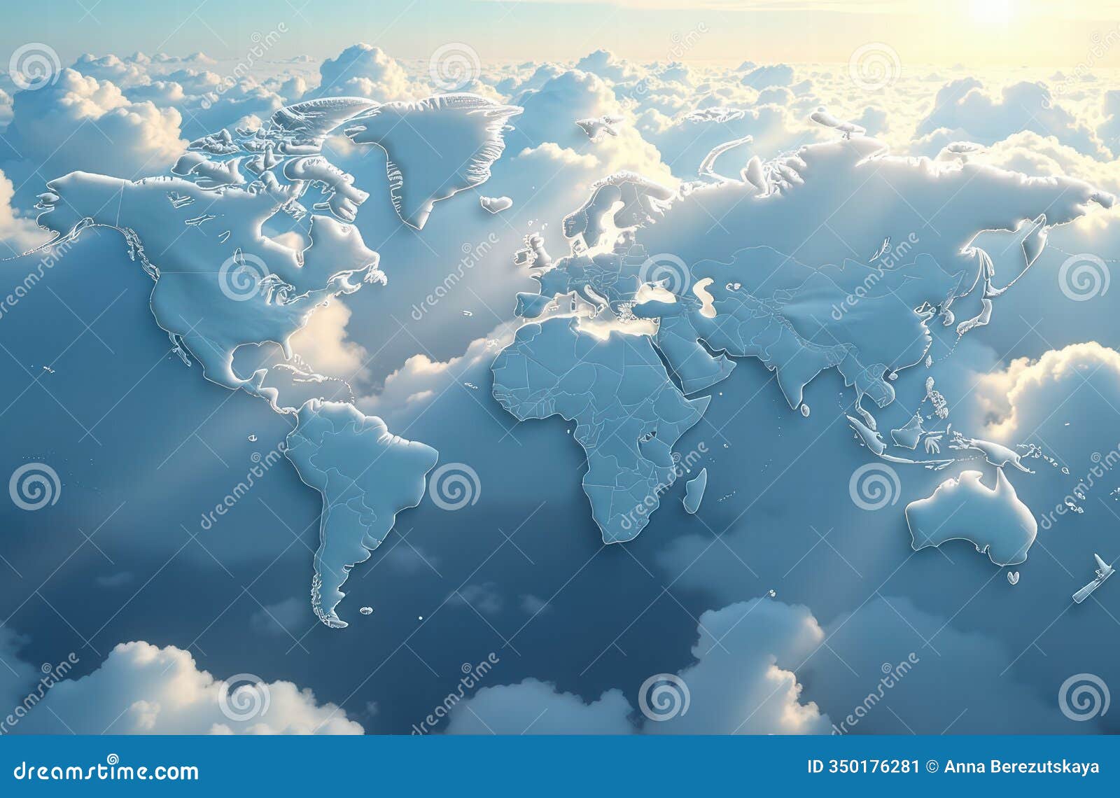 World Map in the Clouds at Dawn: Global Connection and Exploration ...