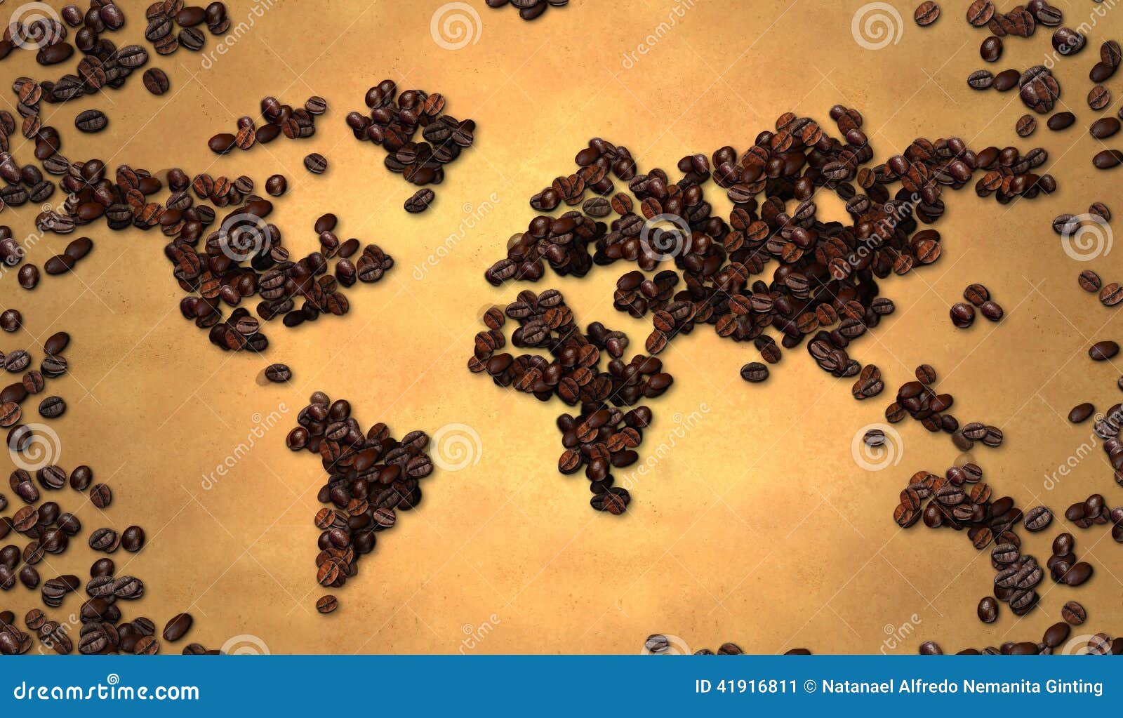 World Map Coffee Bean on Old Paper Stock Illustration - Illustration of ...