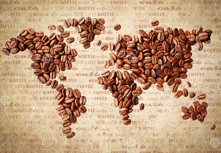 World Map of Coffee Beans stock image. Image of caffeine - 23507685