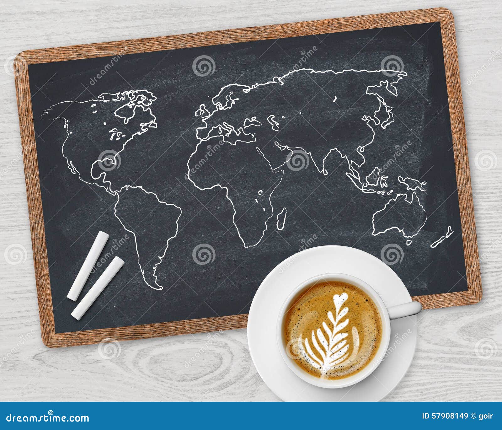 World map and coffee cup stock image. Image of drawing - 57908149