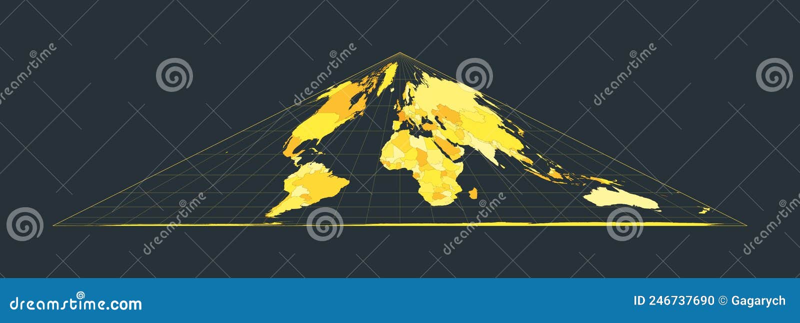 World Map. Collignon Equal-area Pseudocylindrical. Stock Vector ...