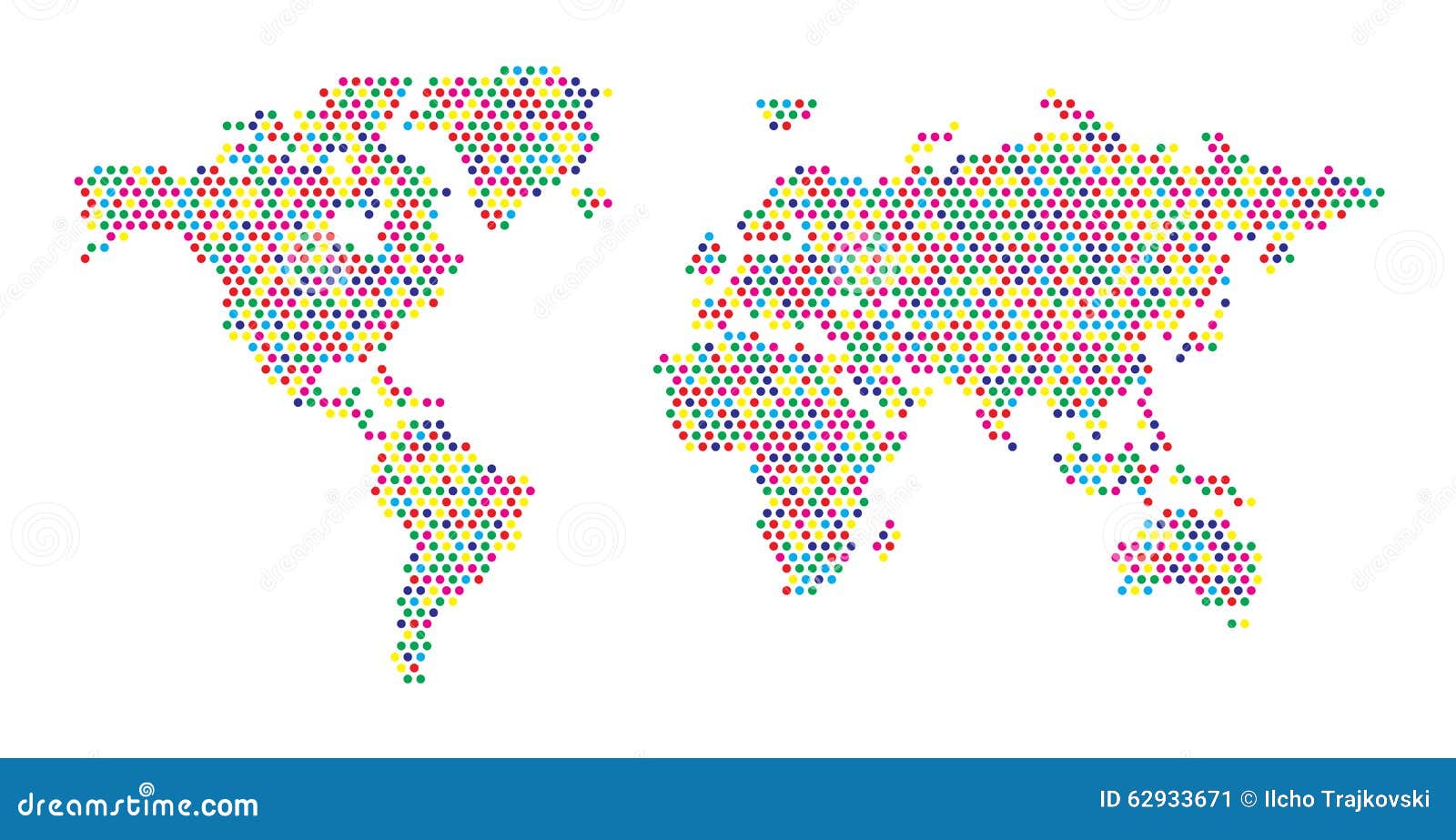 World Map Color Dots Cartoon Vector | CartoonDealer.com #62933671