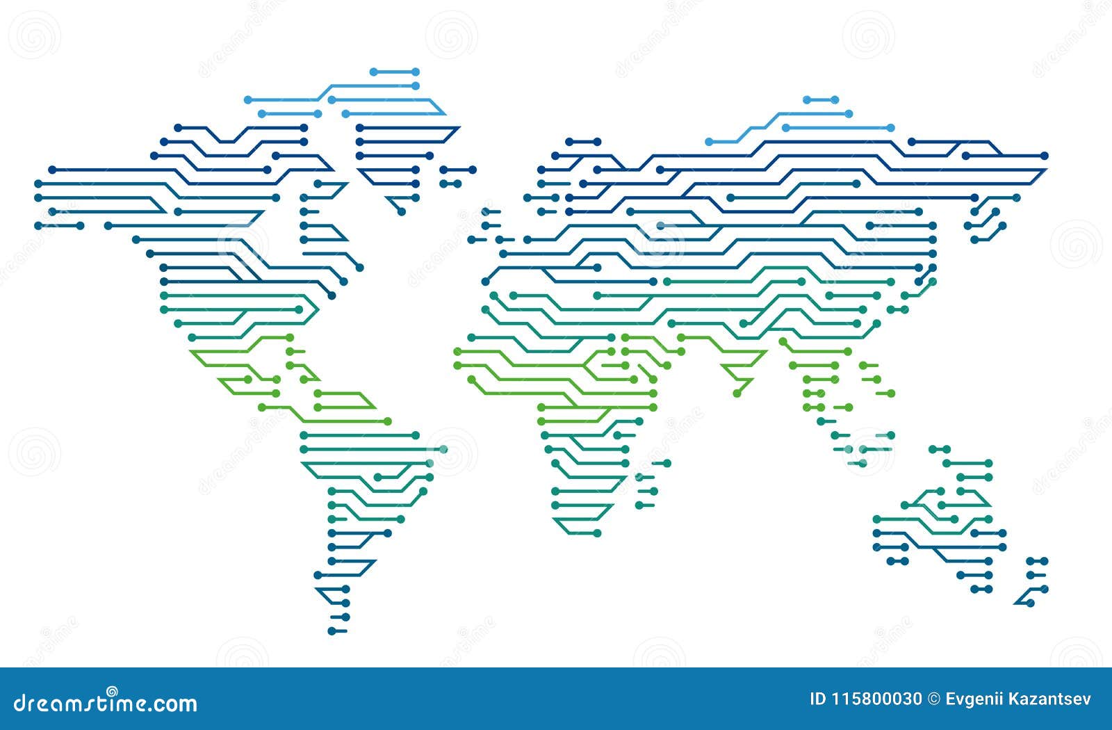 World Map Color Electronic Circuit Stock Vector - Illustration of world ...