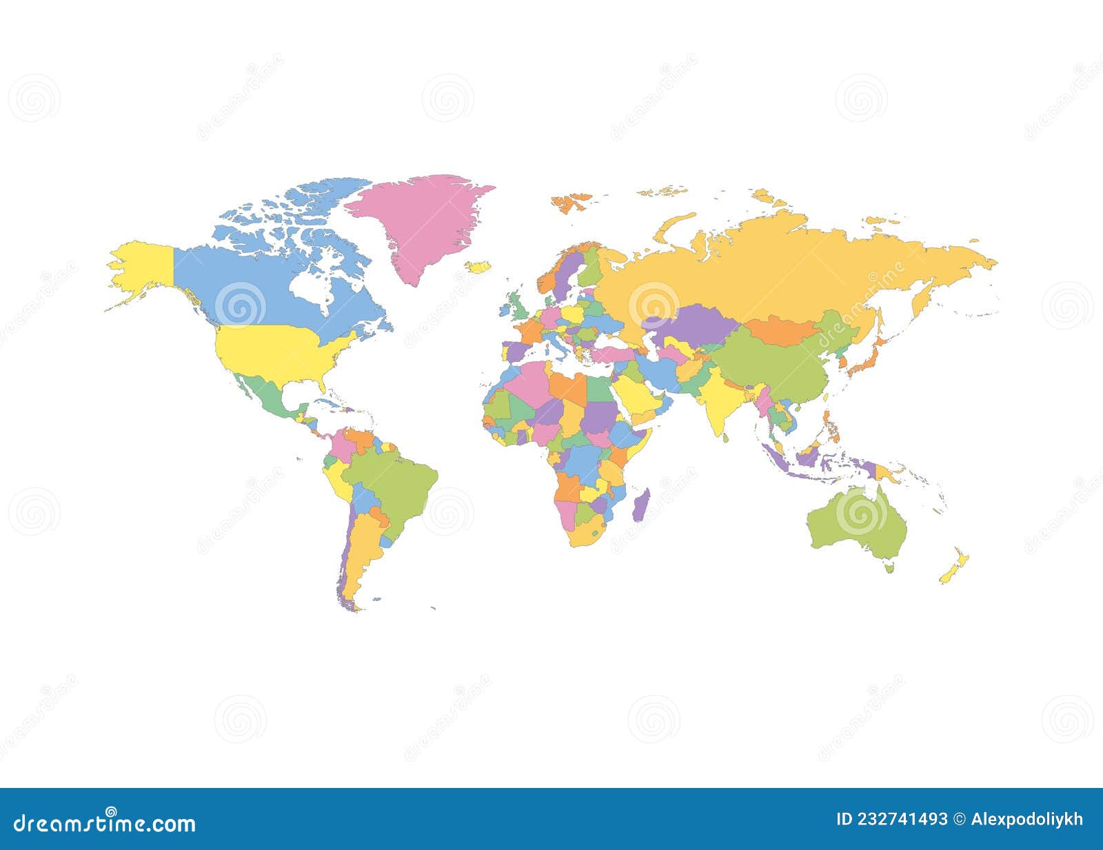 World Map Color Line Element. Border of the Country Stock Vector ...