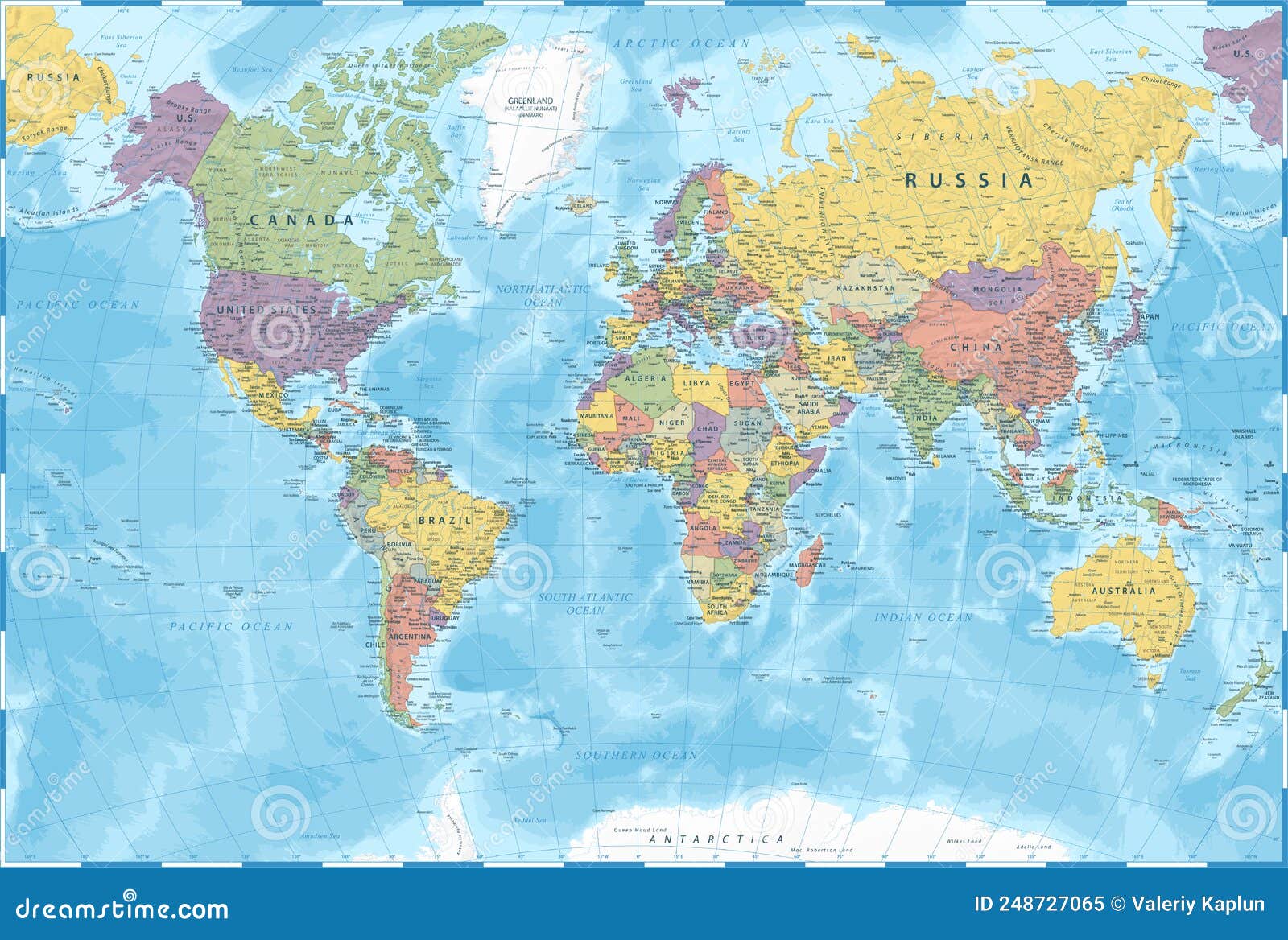 World Map - Color Political - Vector Detailed Illustration Stock Vector ...