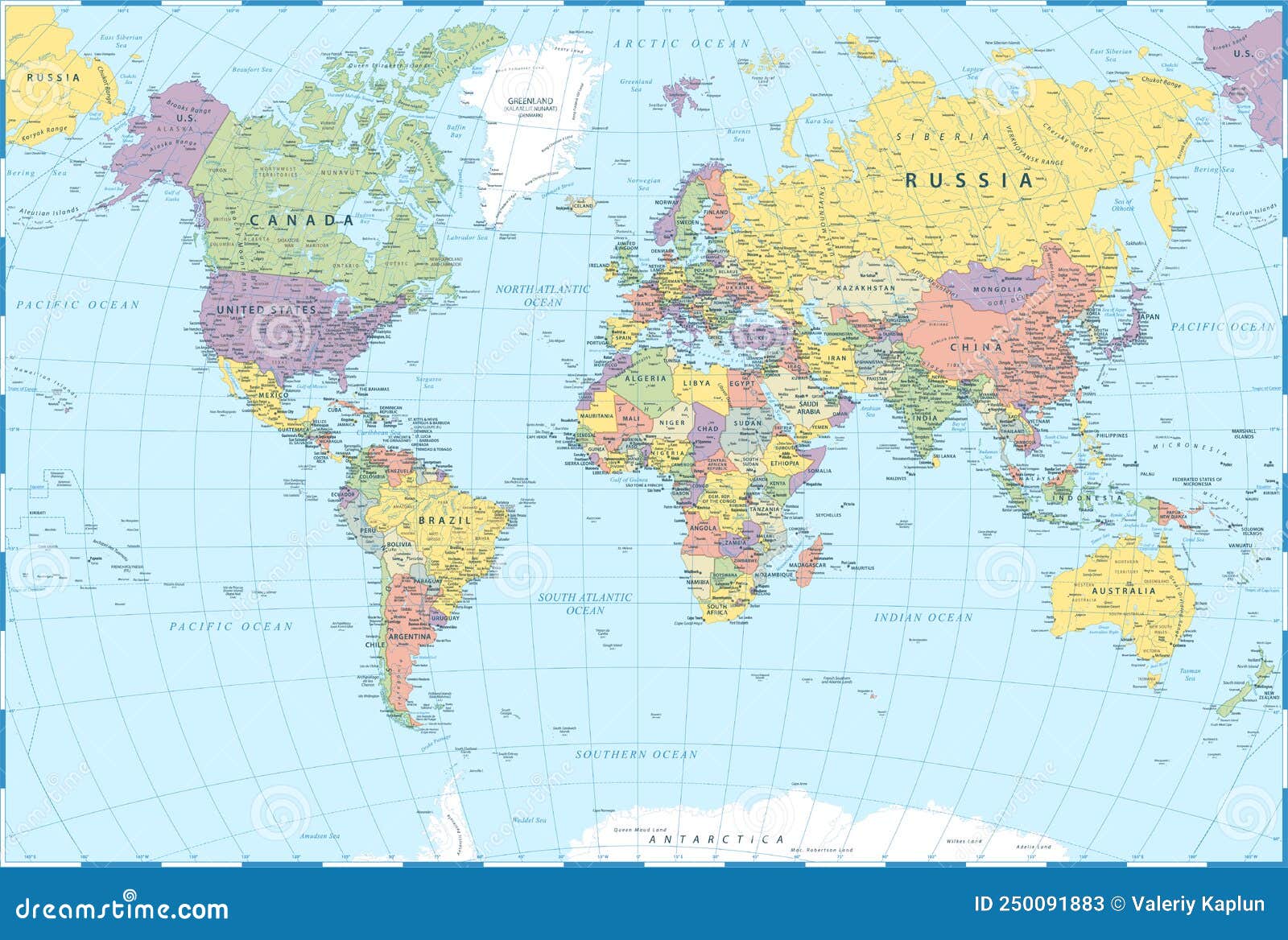 World Map - Color Political - Vector Detailed Illustration Stock Vector ... World Map - Color Political - Vector Detailed Illustration Stock Vector ...