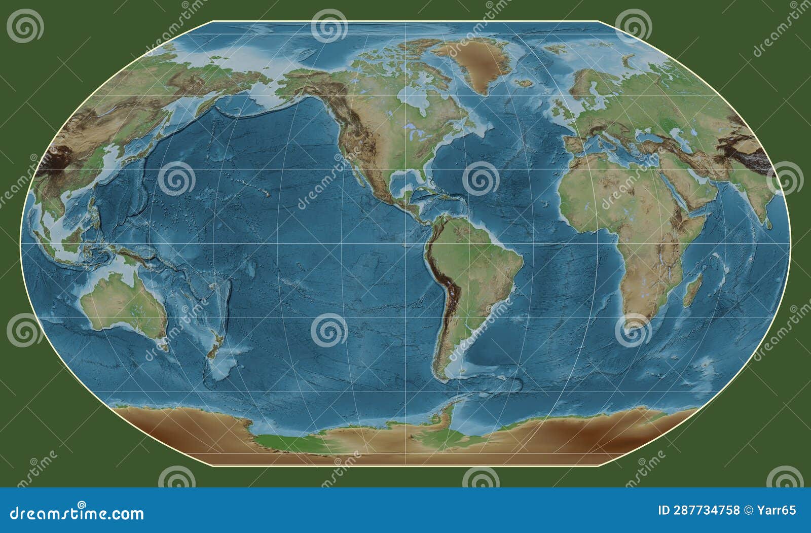 World Map. Colored Elevation. Kavrayskiy VII Projection. Meridia Stock ...