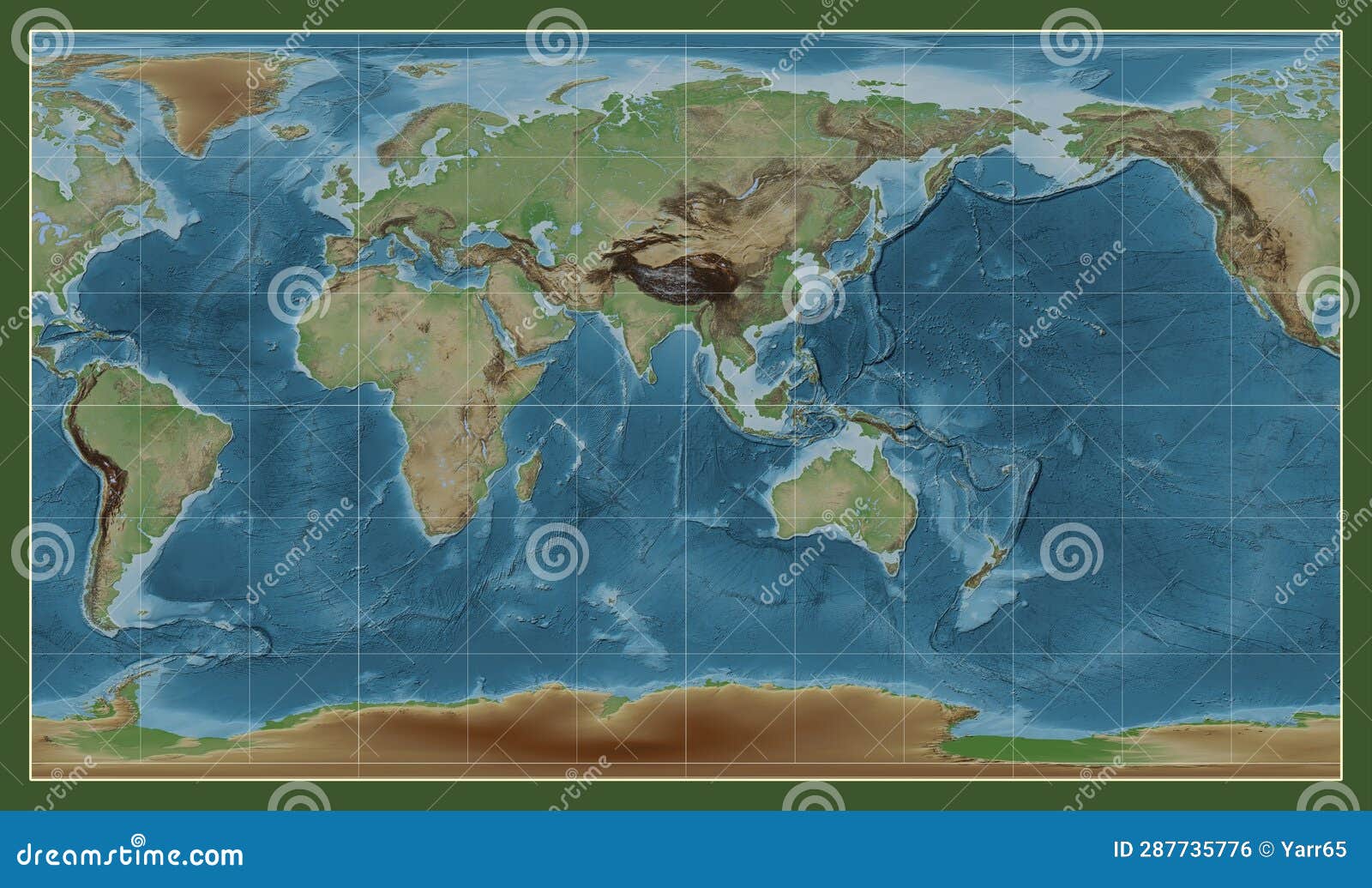 World Map. Colored Elevation. Patterson Cylindrical Projection. Stock ...