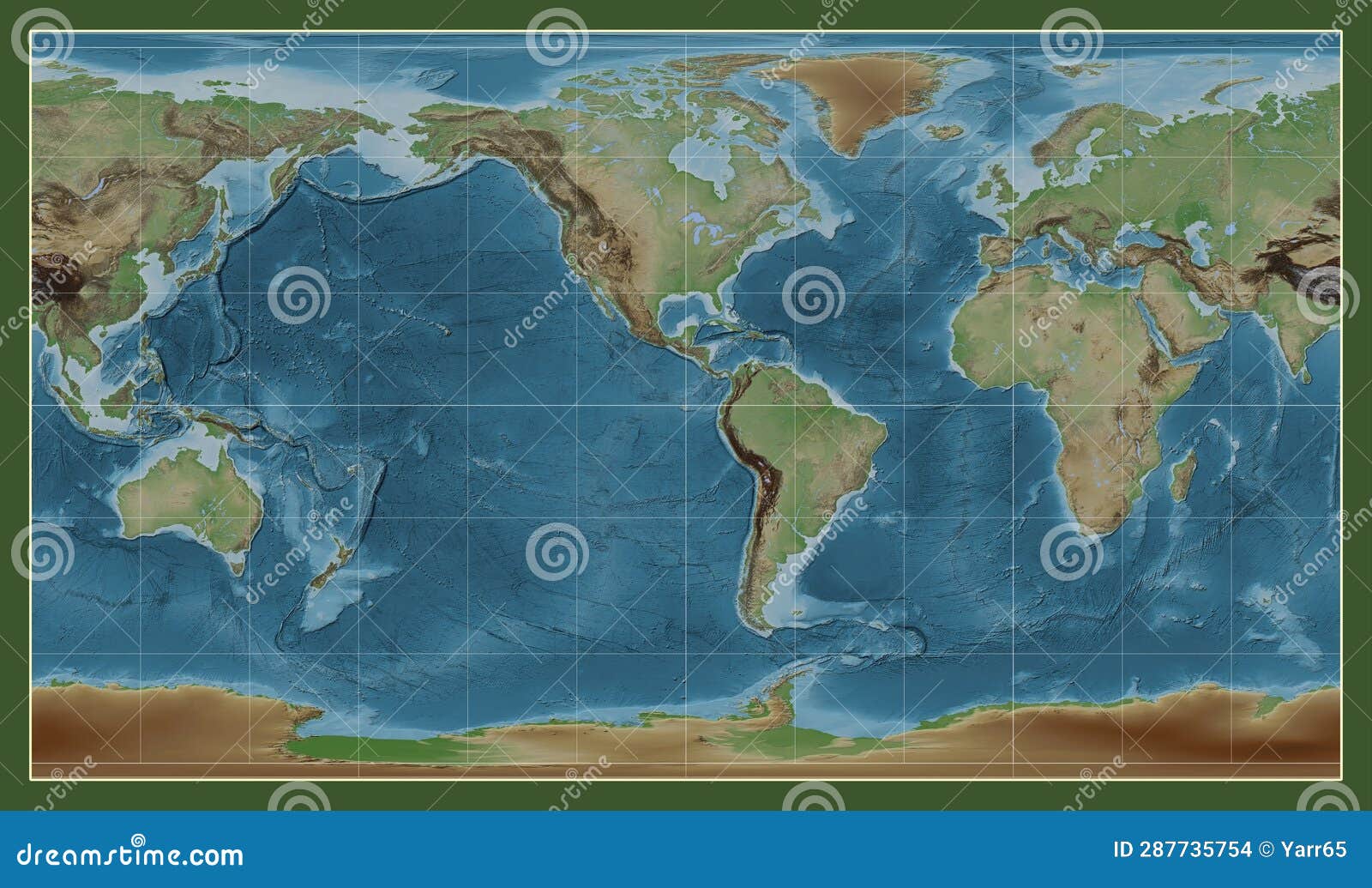 World Map. Colored Elevation. Patterson Cylindrical Projection. Stock ...