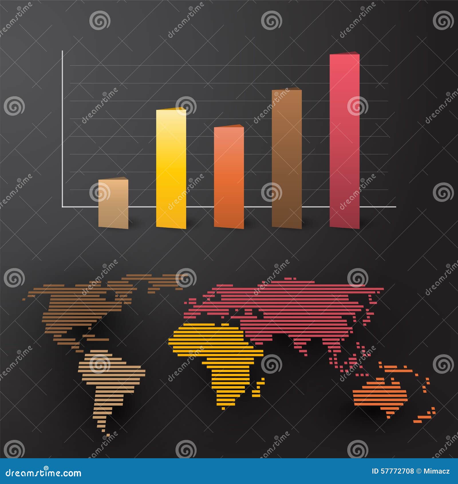 World Map with Colored Graph Stock Vector - Illustration of earth ...