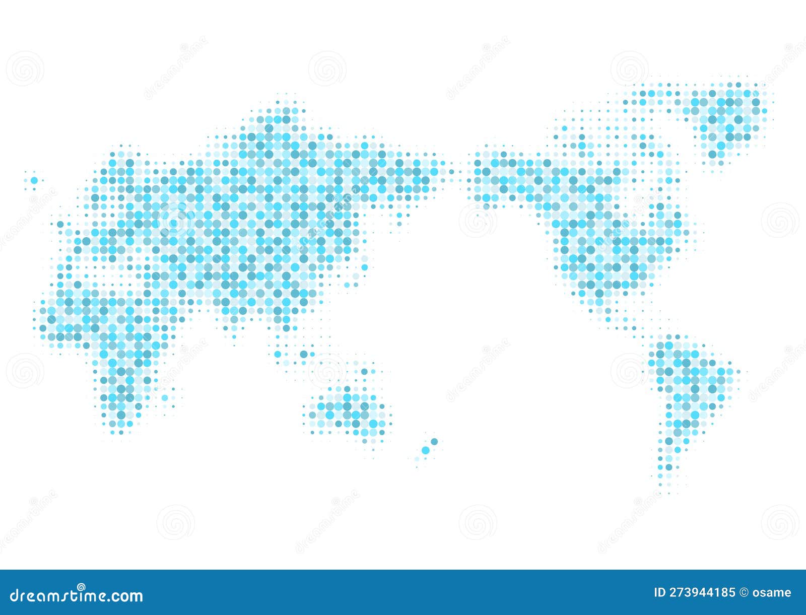 World Map. Colorful Blue Dot Pattern on White Background. Vector ...