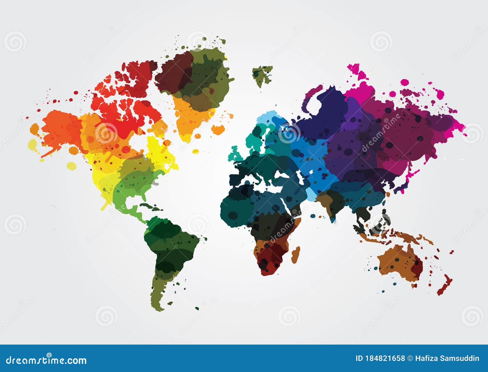 World Map with Colorful Colors. Vector Illustration Decorative ...