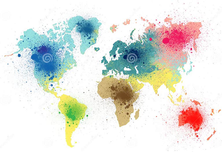 World map colorful splash stock illustration. Illustration of globe ...
