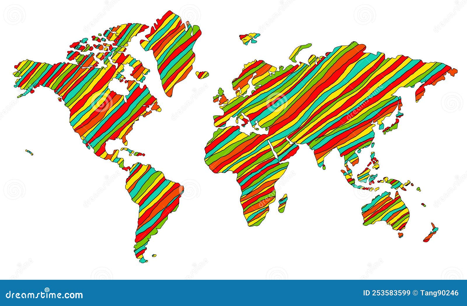 World Map With Colourful Sketch Stock Image | CartoonDealer.com #253583599